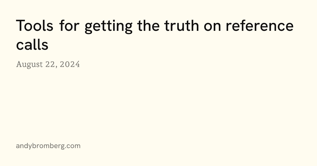 Tools for getting the truth on reference calls | Andy Bromberg
